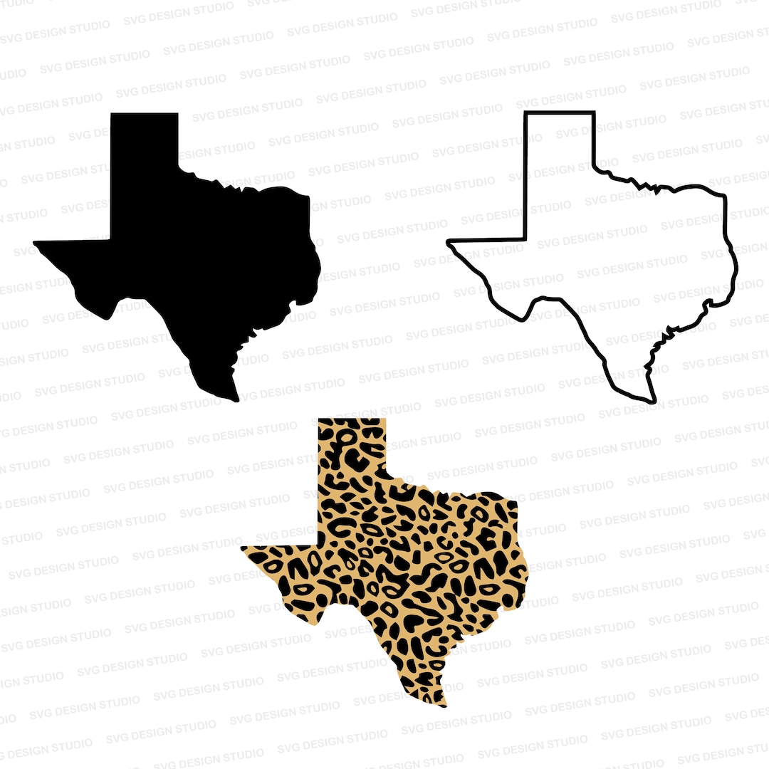 Texas SVG | Leopard Texas Svg | Black and Outline State Svg DXF EPS ...