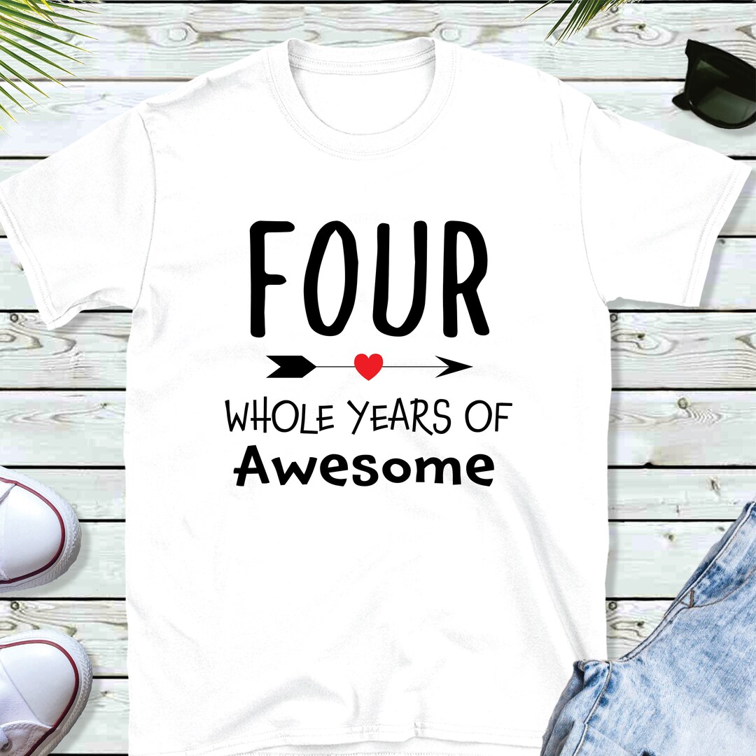 Four Whole Years of Awesome SVG, Kid's Fourth Year Svg, Cute Kid Design ...