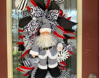 Santa Swag, Santa Wreath, Christmas Wreath, Christmas Door Wreath, Door ...