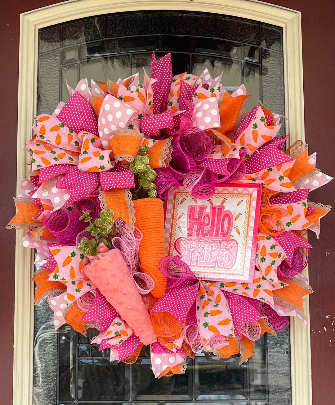 Spring Wreath, Carrot Wreath, Hello Spring Wreath for Door - Etsy