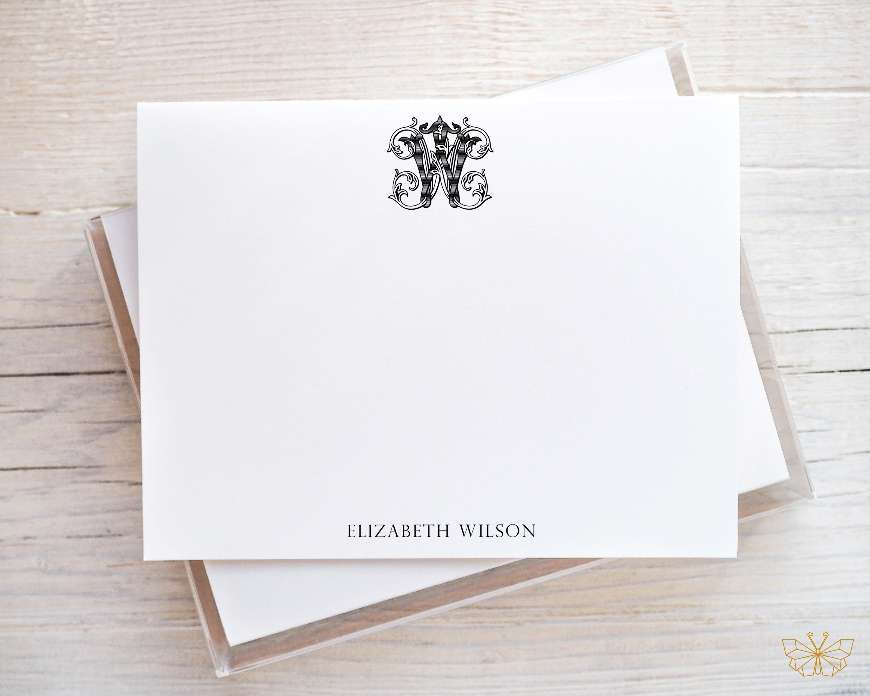 Personalized Monogram Stationery, Initial Note Cards, Custom Family ...