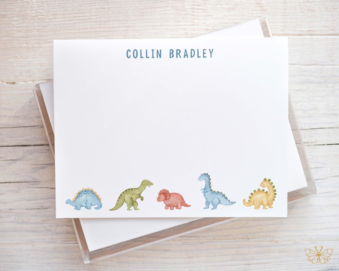Personalized Dinosaur Stationery, Flat or Folded - Etsy