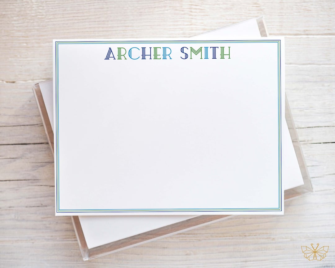 Personalized Boy Stationery, Kids Name Notecards - Etsy