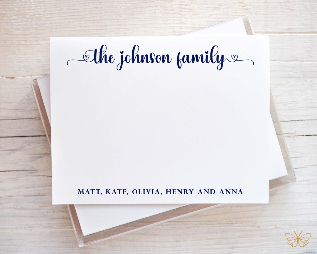 Family Note Cards Personalized, Customized Stationery Family, Family ...