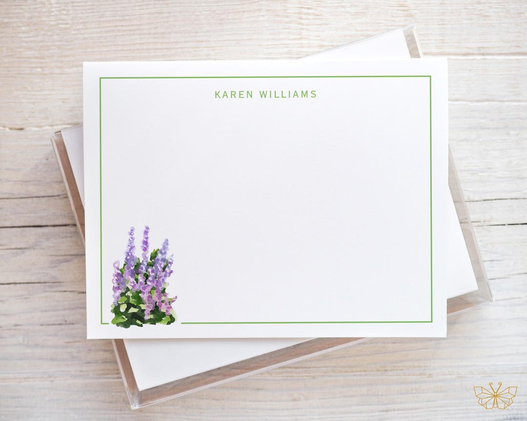 Lilac Note Cards, Personalized Stationery Ships Fast, Feminine ...