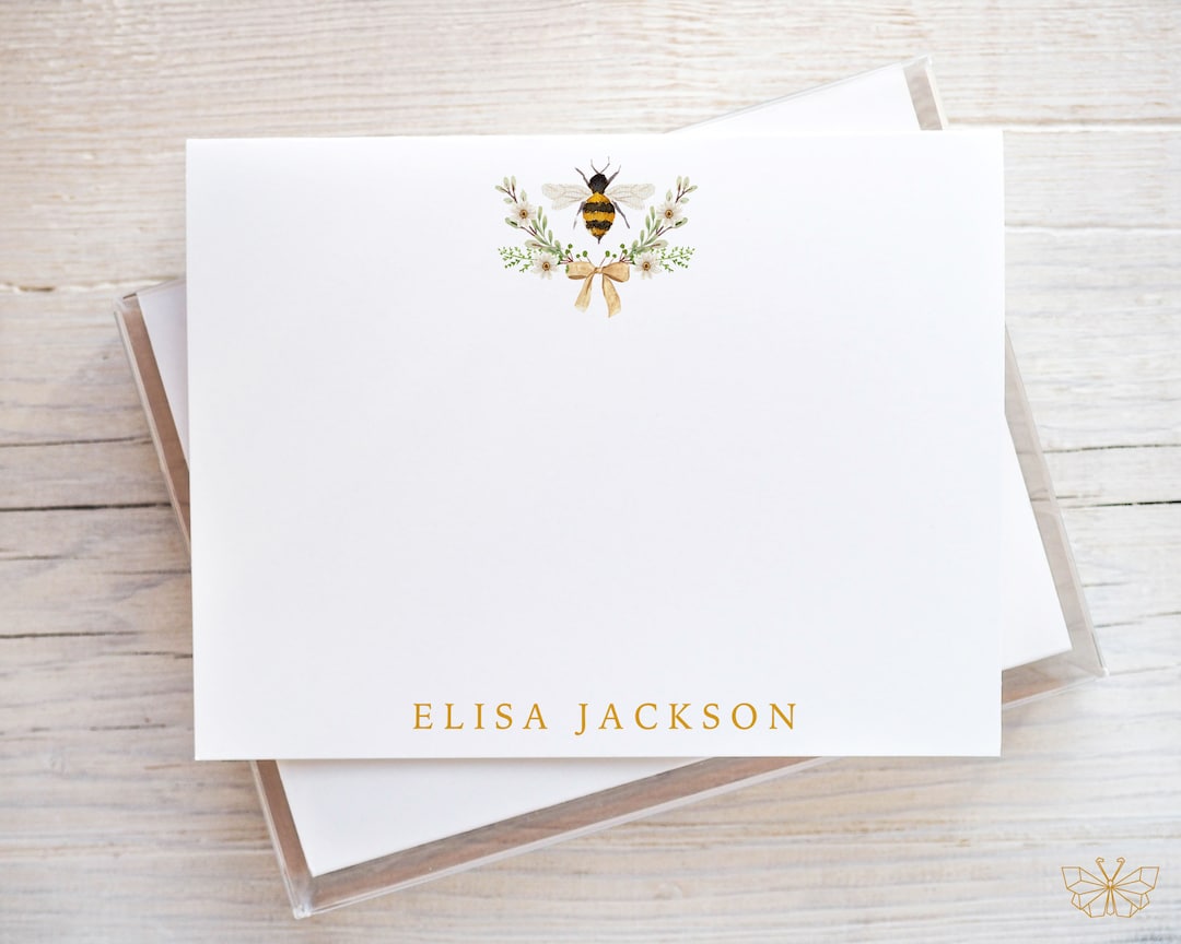 Personalized Bee Stationery, Honeybee Note Cards, Bee Notecards ...
