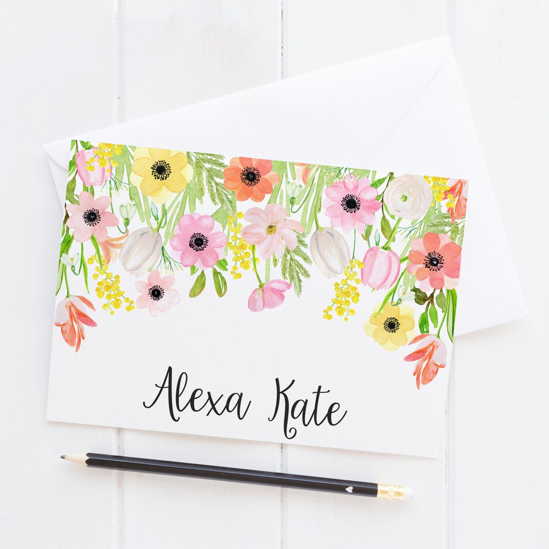 Personalized Stationery Floral Stationery Floral - Etsy