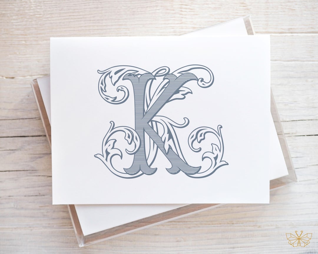 Personalized Monogram Stationery, Monogrammed Note Cards, Initial ...