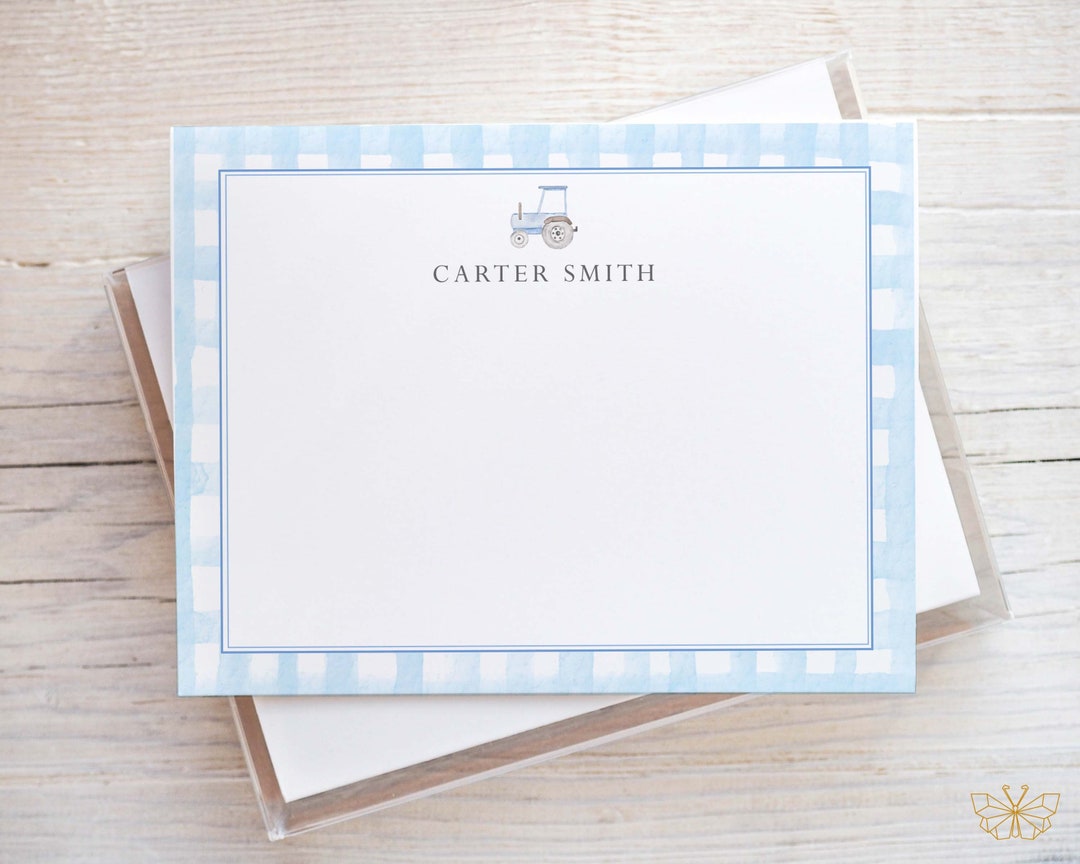 Personalized Tractor Note Cards With Envelopes, Choose Flat or Folded ...