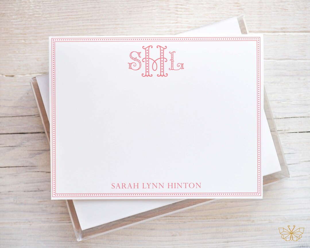 Initial Stationery Initial Notecards Initial Note Cards Personalized ...
