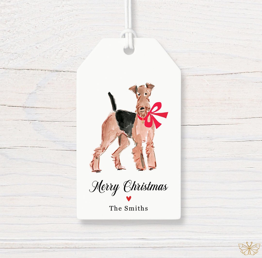 PRINTED Personalized Airedale Christmas Gift Tags, Airedale Gift Tags ...