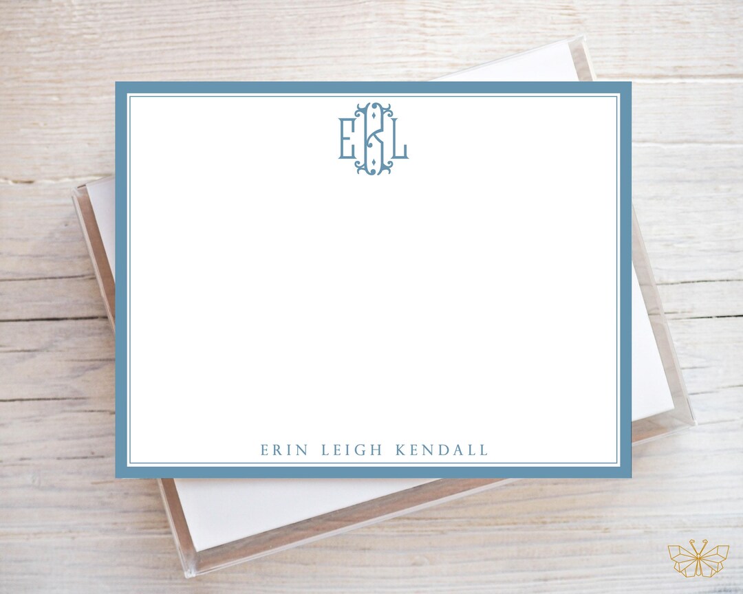 Personalized Monogram Stationery, Notecard Set for Women, Initial Note ...