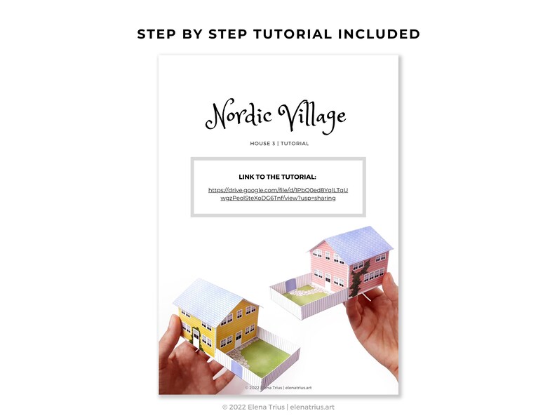Nordic Village Paper Models: a Set of Two Printable Miniature Houses ...