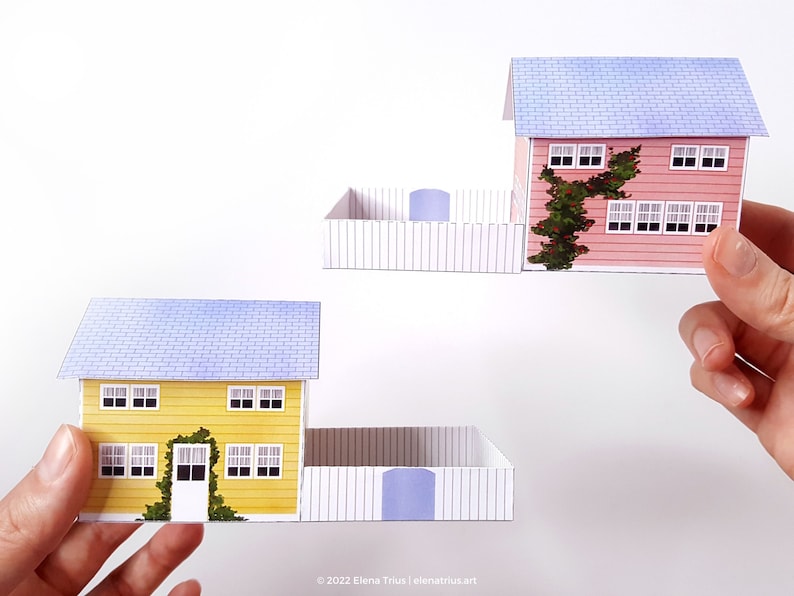 Nordic Village Paper Models: a Set of Two Printable Miniature Houses ...