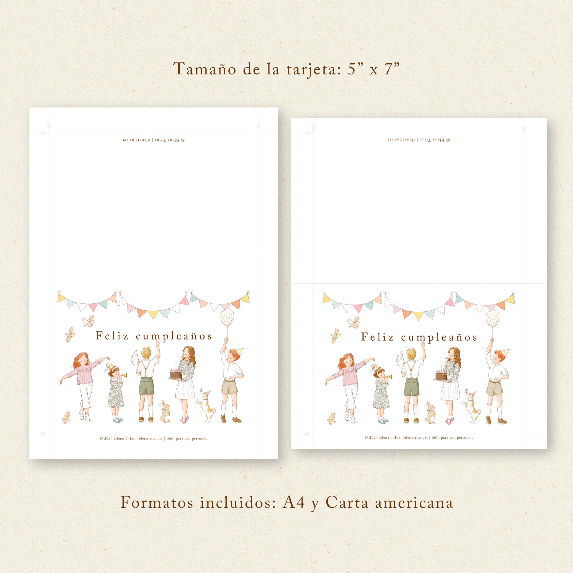 Printable Birthday Card in Spanish: a Classical DIY Card for Children ...