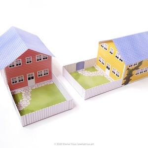 Nordic Village Paper Models: a Set of Two Printable Miniature Houses ...