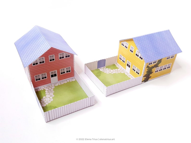 Nordic Village Paper Models: a Set of Two Printable Miniature Houses ...