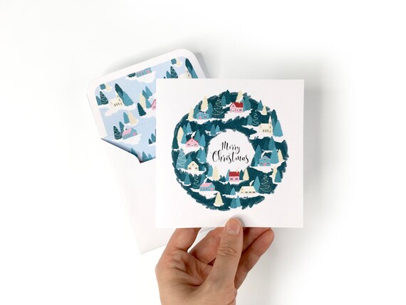 Printable Christmas Wreath Card: an Instant Download Christmas | Etsy