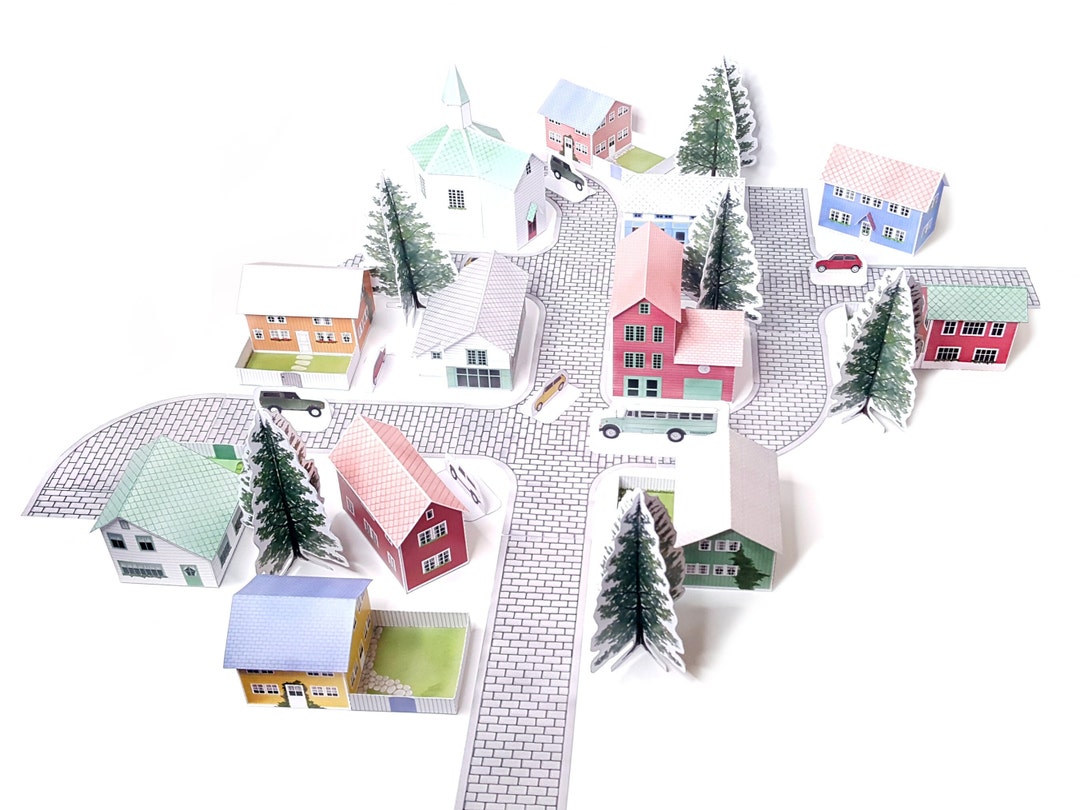Town Diorama Paper Crafting Set: a DIY Printable Model of a Miniature ...