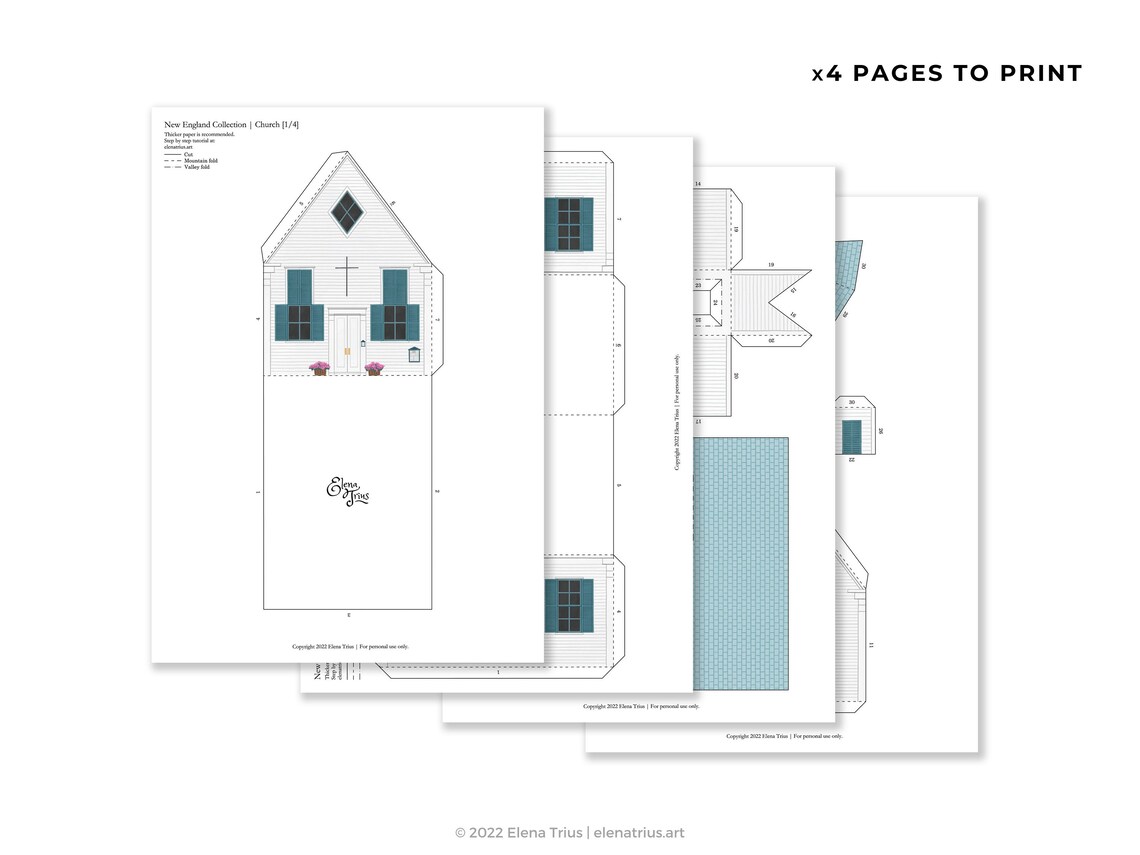 New England Paper Village: a Printable Miniature Church PDF - Etsy