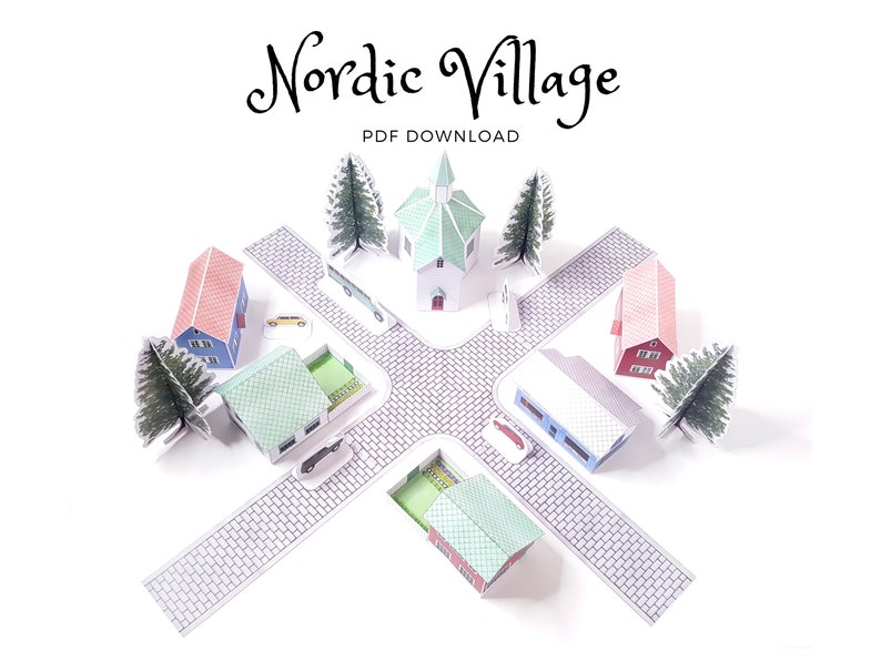 Town Diorama Paper Crafting Set: a DIY Printable Model of a Miniature ...