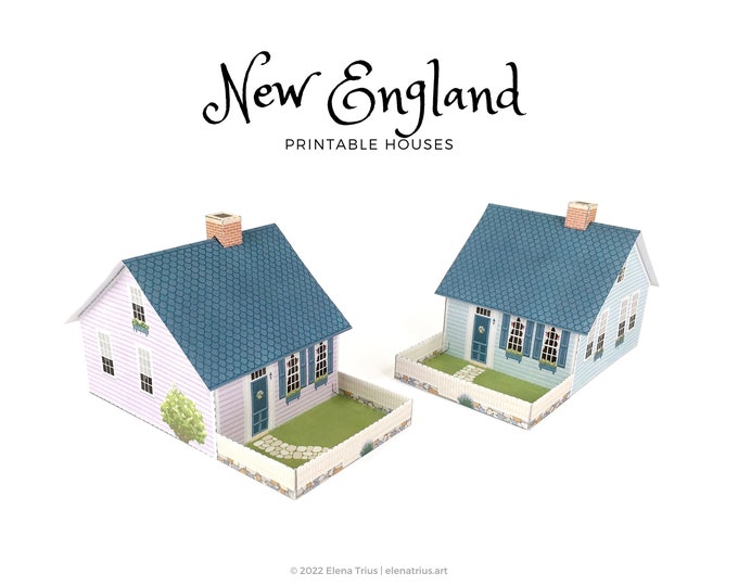 Nordic Village Paper Models: a Set of Two Printable Miniature Houses ...