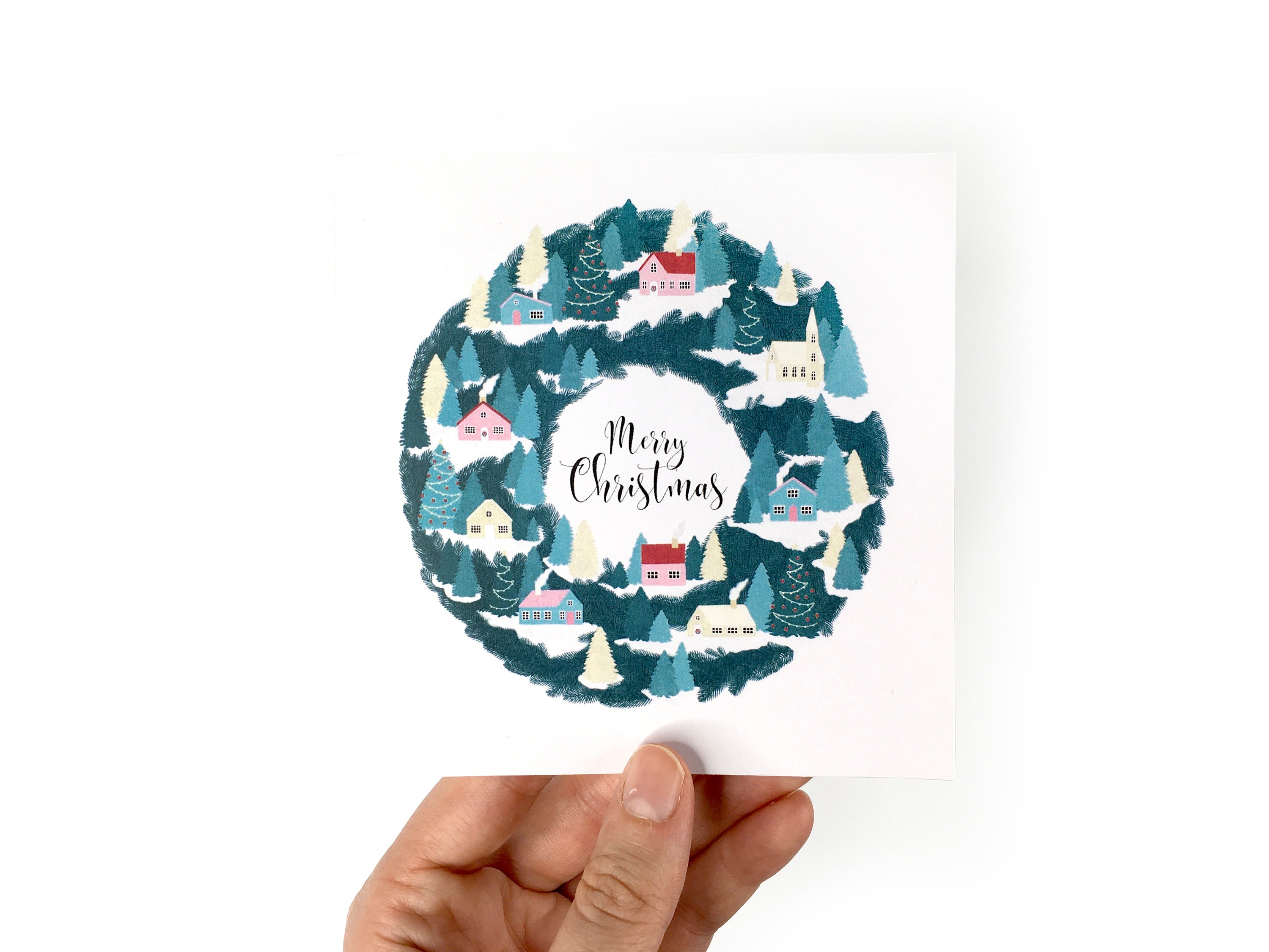 Printable Christmas Wreath Card: an Instant Download Christmas Card in ...