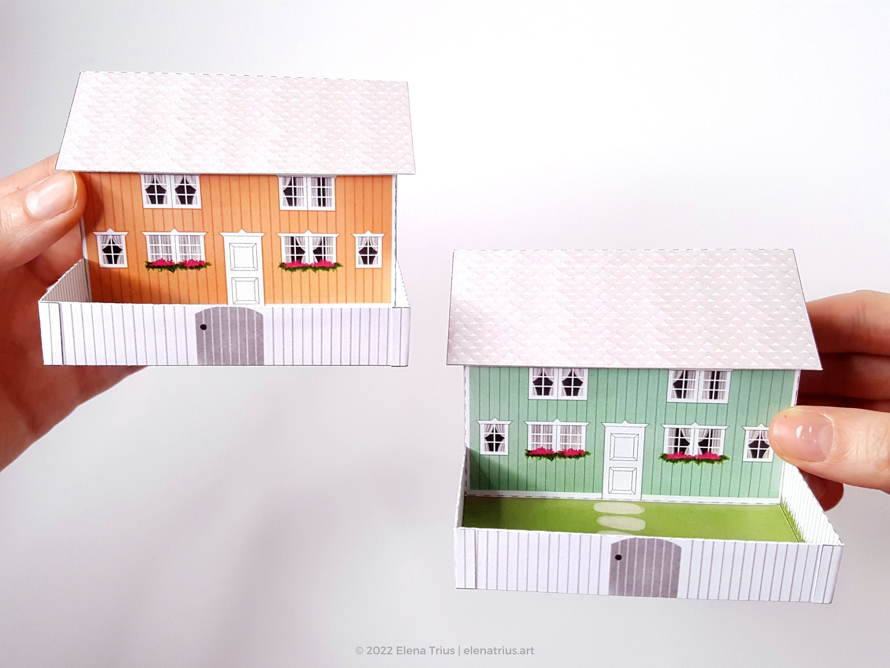 Nordic Village Paper Models: a Set of Two Printable Miniature | Etsy