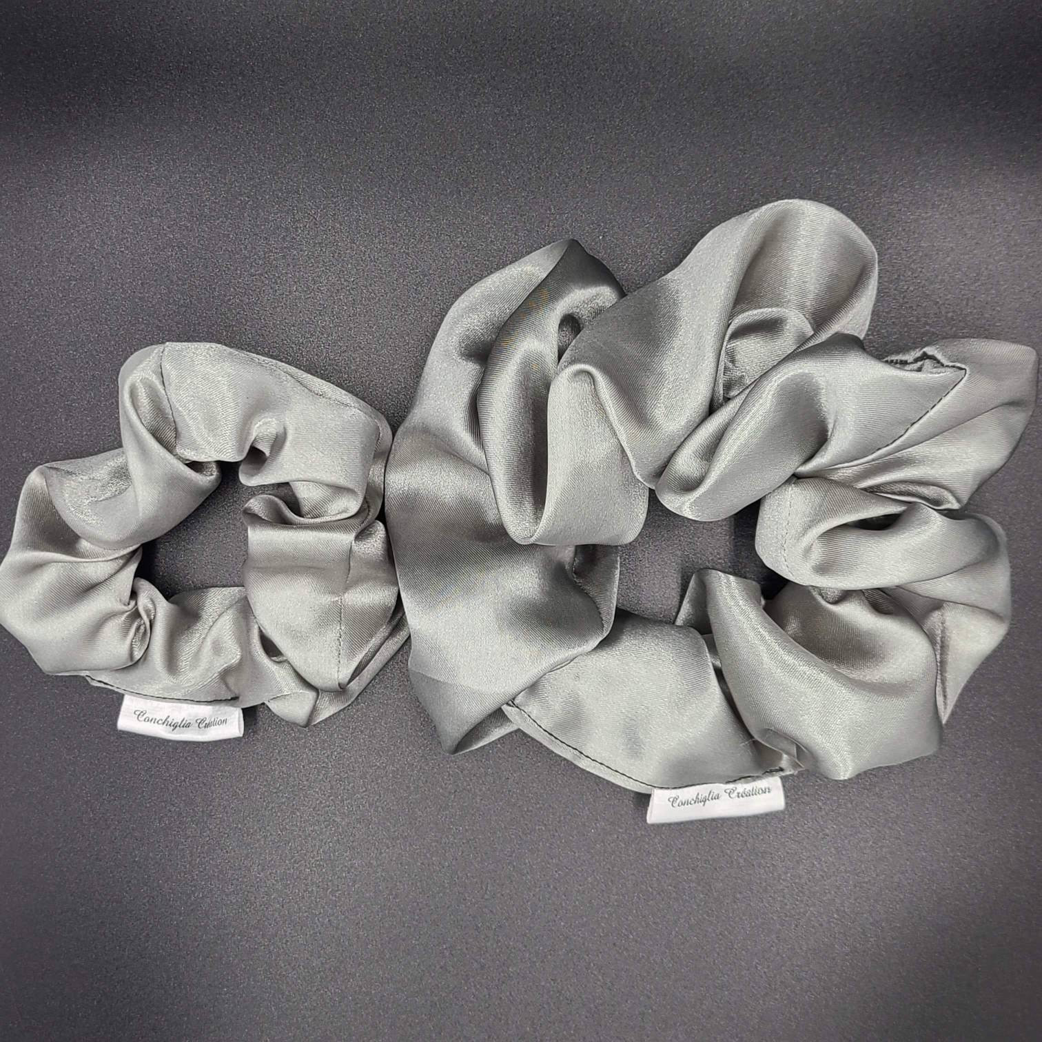 Chouchoux fait à la main au Québec en satin. Mauve et gris . | Etsy