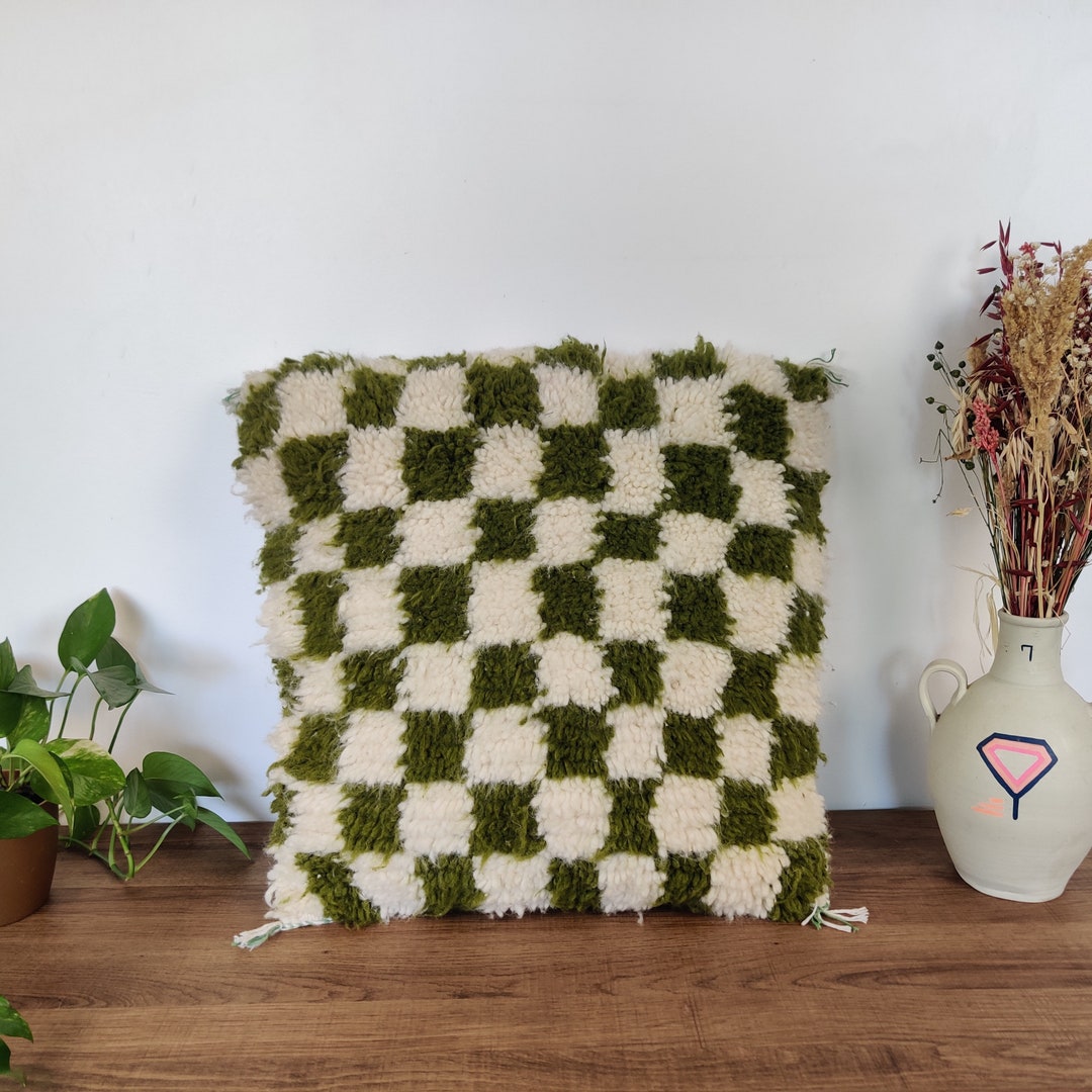 Green and White Checkerboard Cushion Cushion Cover for Sofa - Etsy
