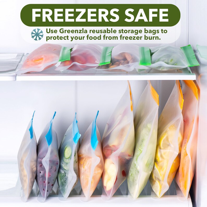 Greenzla Reusable Storage Bags 12 Pack BPA FREE Freezer Bags - Etsy