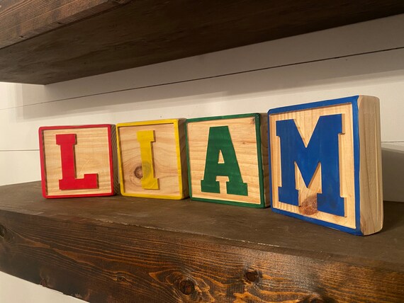 Large Alphabet Wood Letter Blocks Custom Names Initials - Etsy