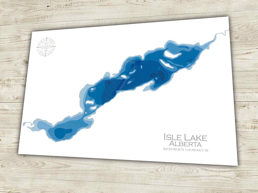 12"x18" Isle Lake, Alberta, Papercut Bathymetric Map, 12x18 - Etsy