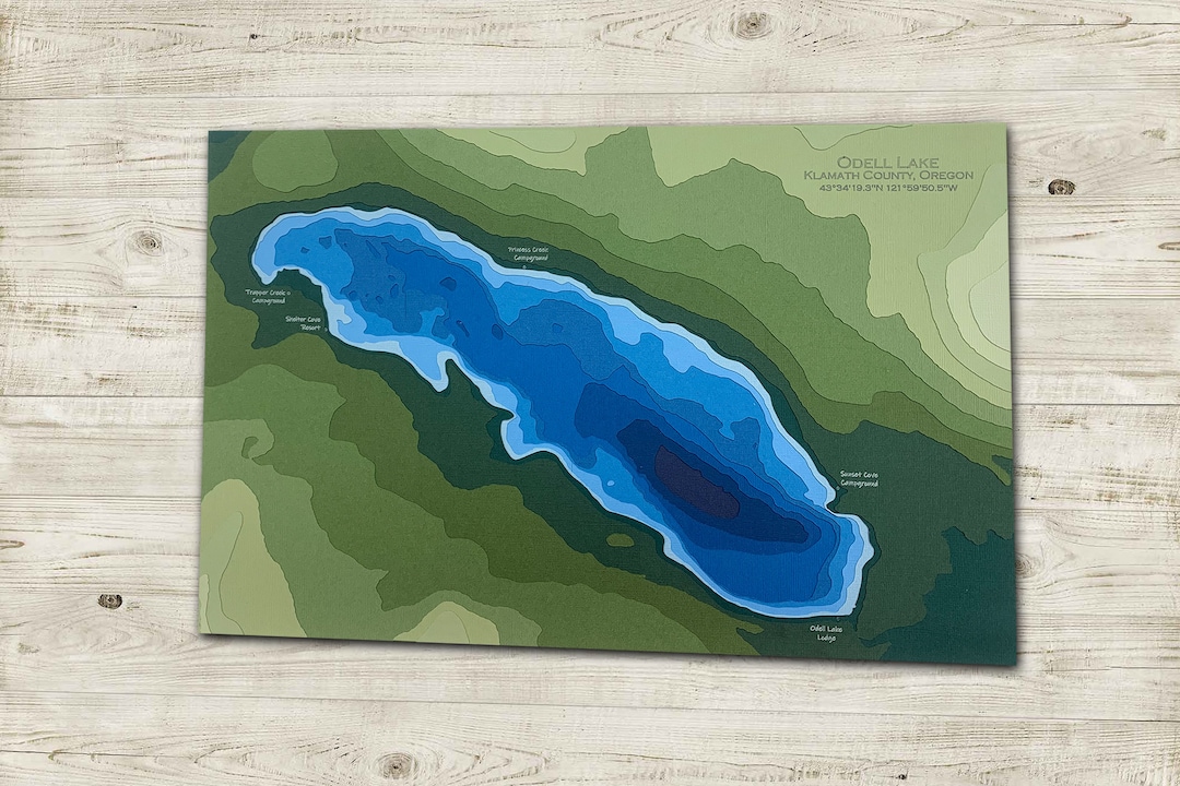 11"x17" Odell Lake | Klamath County, Oregon | Papercut Topographic and ...