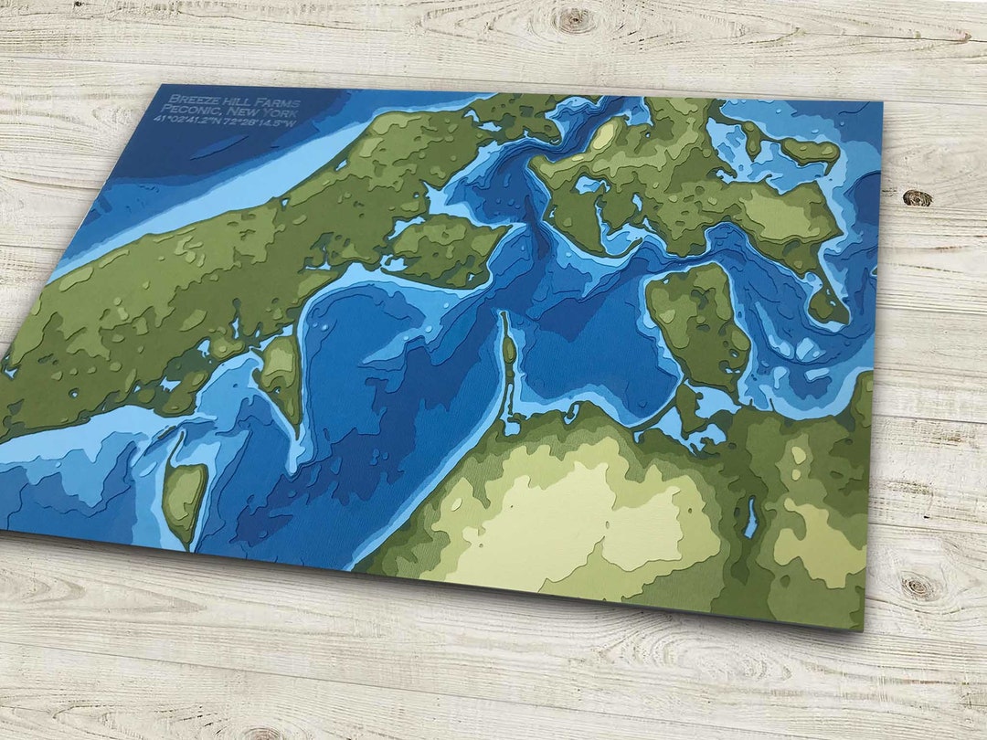 Peconic NY Papercut Map: Long Island Topographic Art (11x17) - Etsy