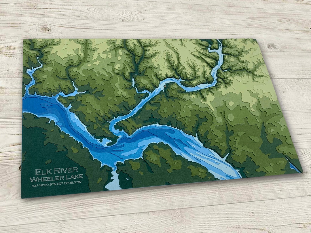 Elk River Topographic Map Art: Alabama, Tennessee River Papercut - Etsy