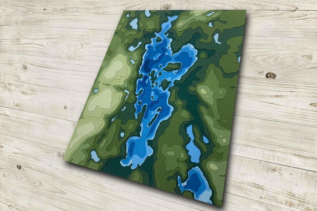 Lac Blue Sea Papercut Map Art: Quebec Topographic Print - Etsy