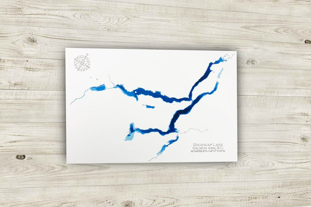Shuswap Lake Papercut Map Art: British Columbia Cabin Decor - Etsy