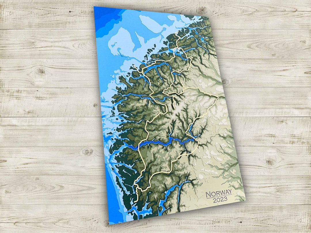 11"x17" Norway | Mark Your Journey | Personalized Papercut Topographic ...
