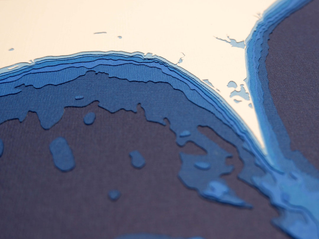 Custom Layered Paper Bathymetric Map: Personalized Lake House Wall Art ...