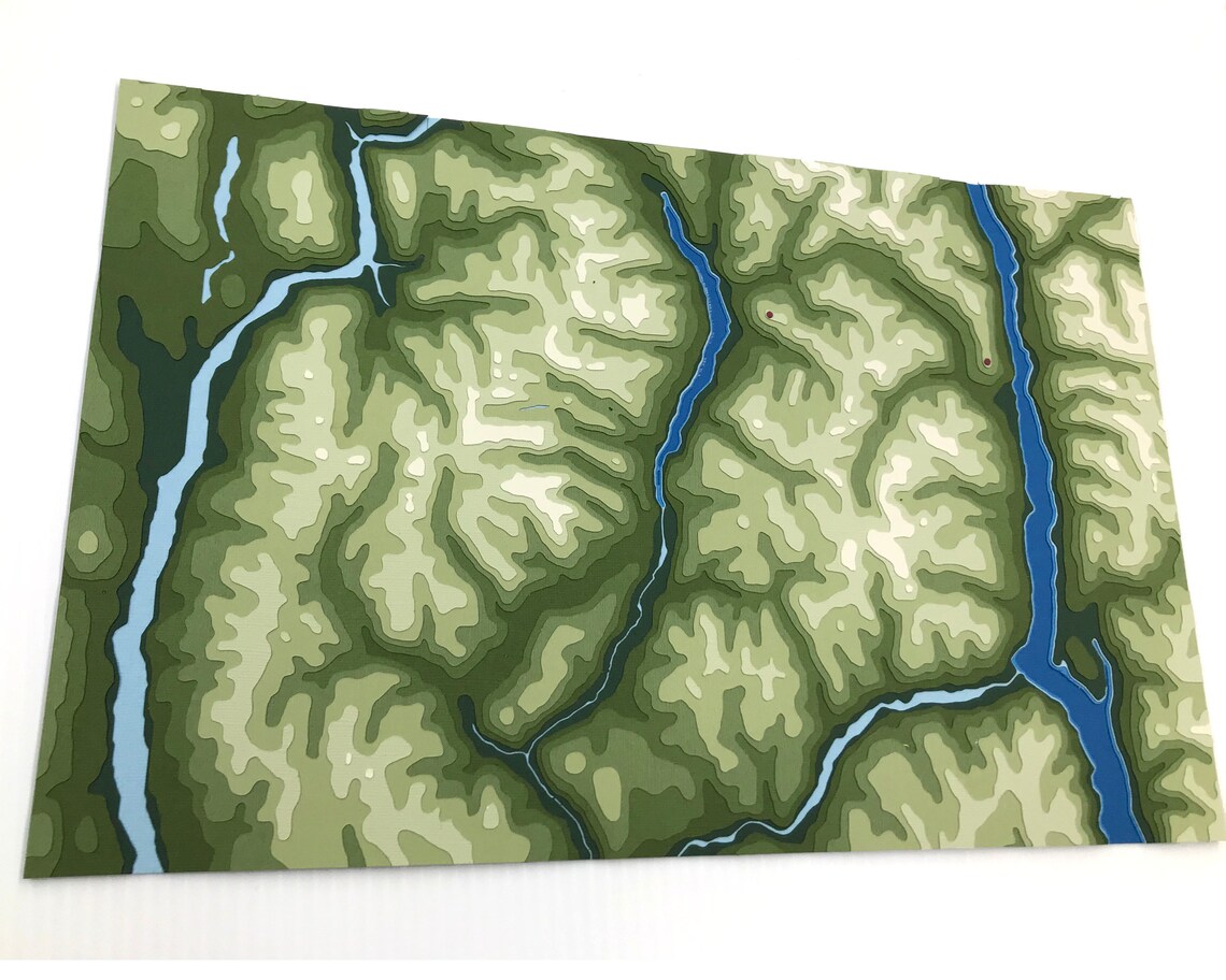 Custom Layered Paper Topographic Bathymetric Map | Etsy