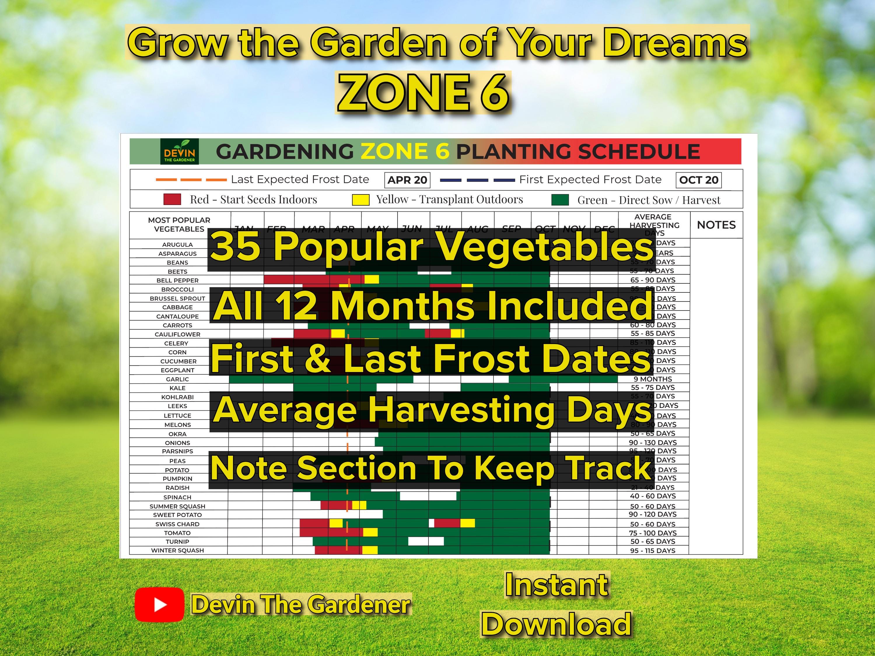 Seed Starting Zone 6, Digital Garden Planner Zone 6, Gardening Log ...