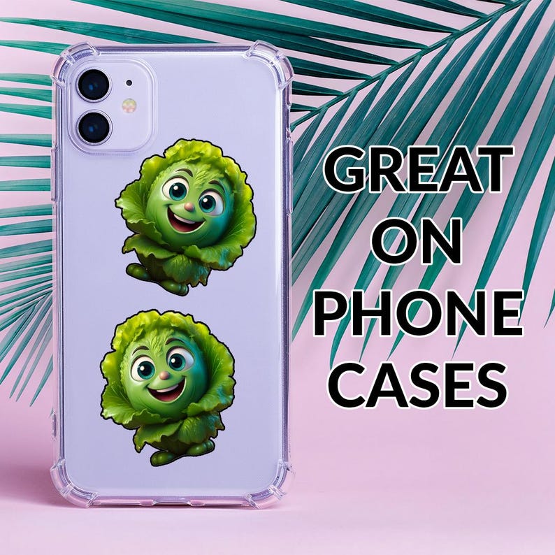 Cute Lettuce Sticker, Fun Vegetable Decor, Laptop Stickers, Vegetable ...