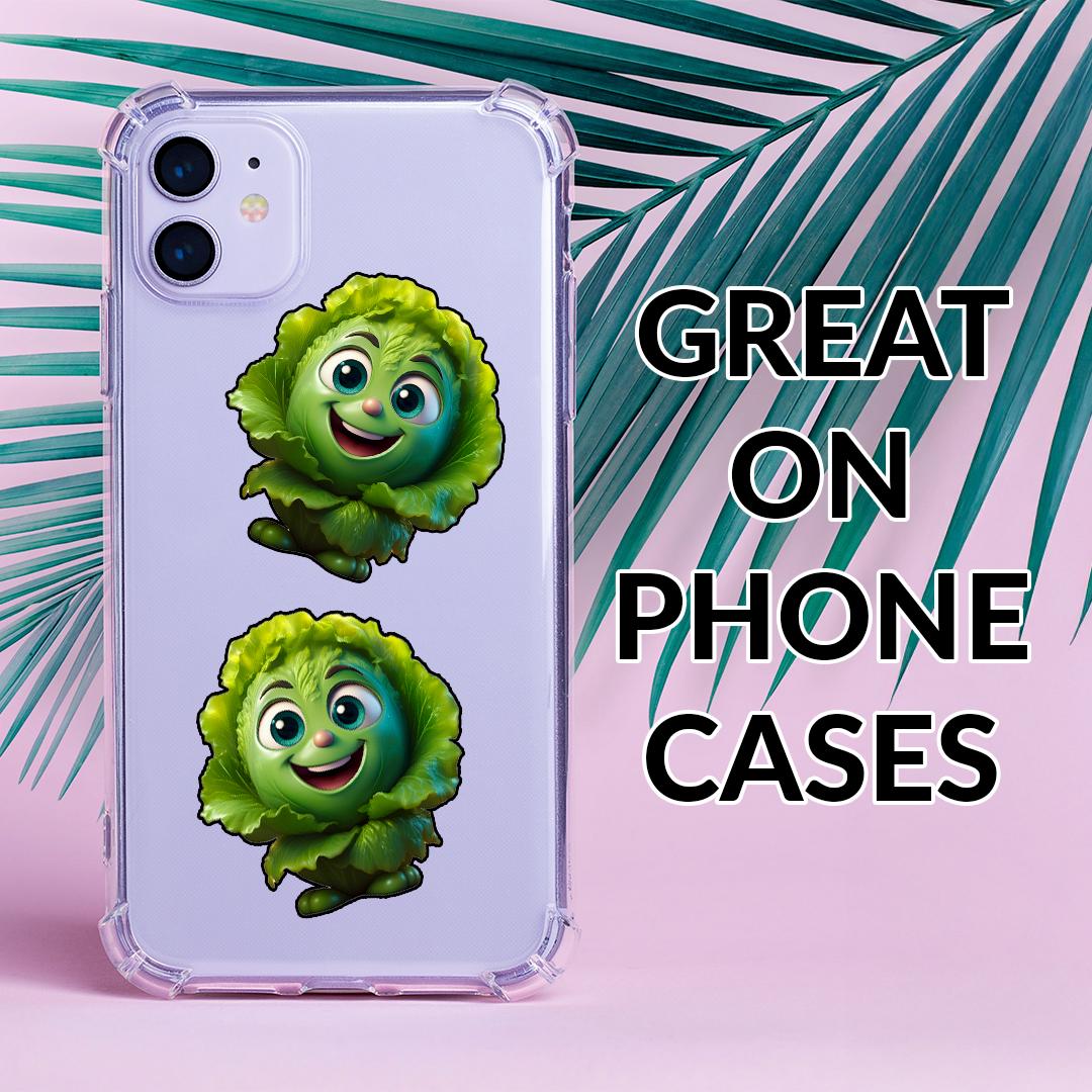 Cute Lettuce Sticker, Fun Vegetable Decor, Laptop Stickers, Vegetable ...
