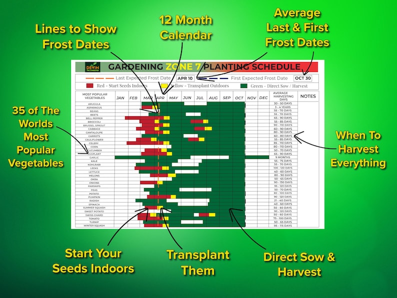 Seed Starting Zone 7, Digital Garden Planner Zone 7, Seed Starting ...