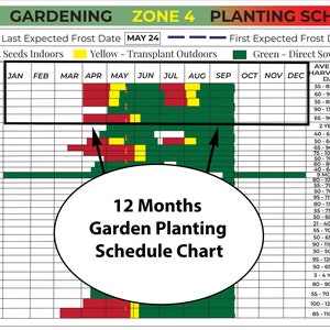 Zone 4 Garden Planting Schedule, Garden Poster, Garden Organizer, Seed ...