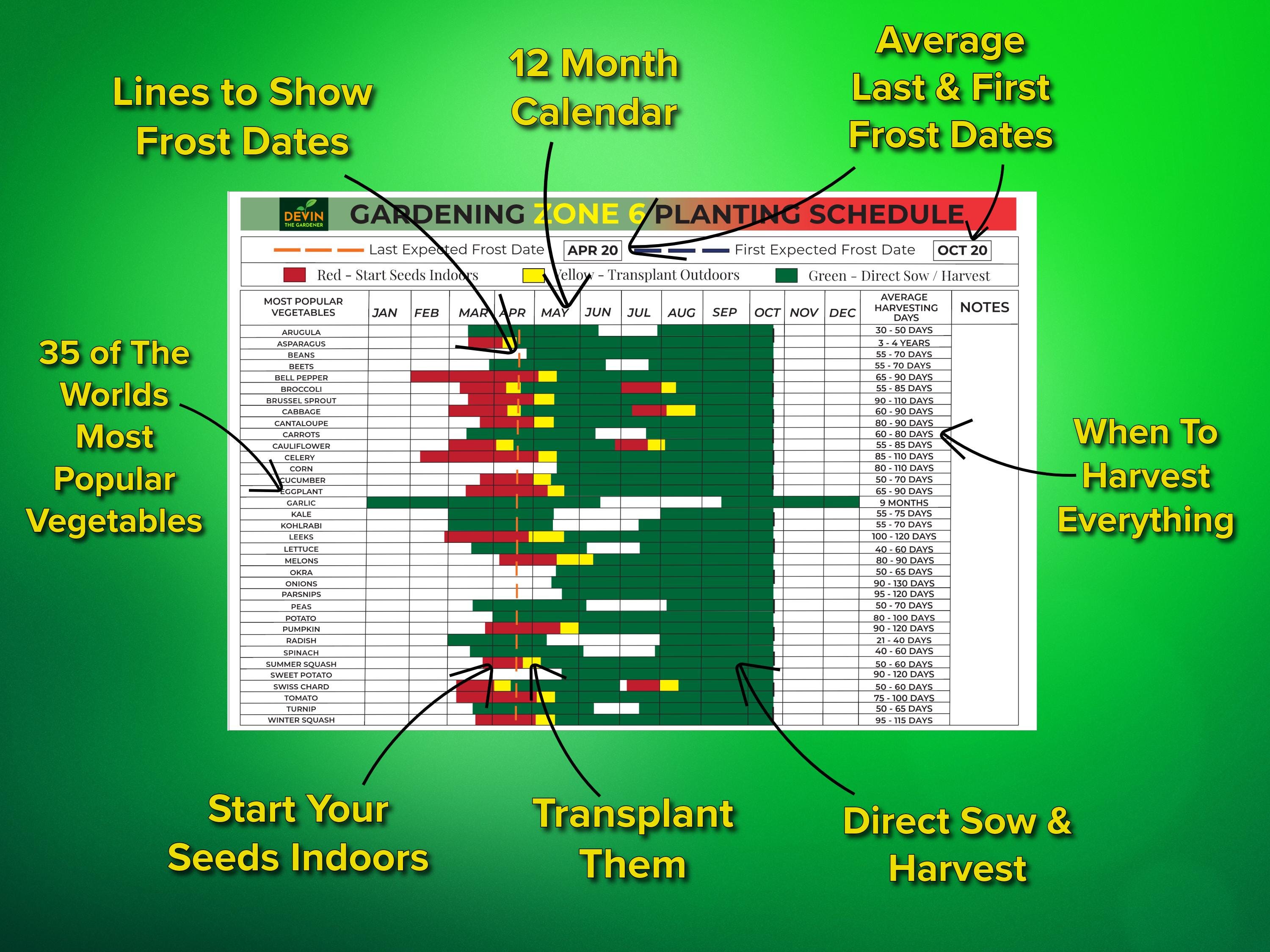 Seed Starting Zone 6, Digital Garden Planner Zone 6, Gardening Log ...