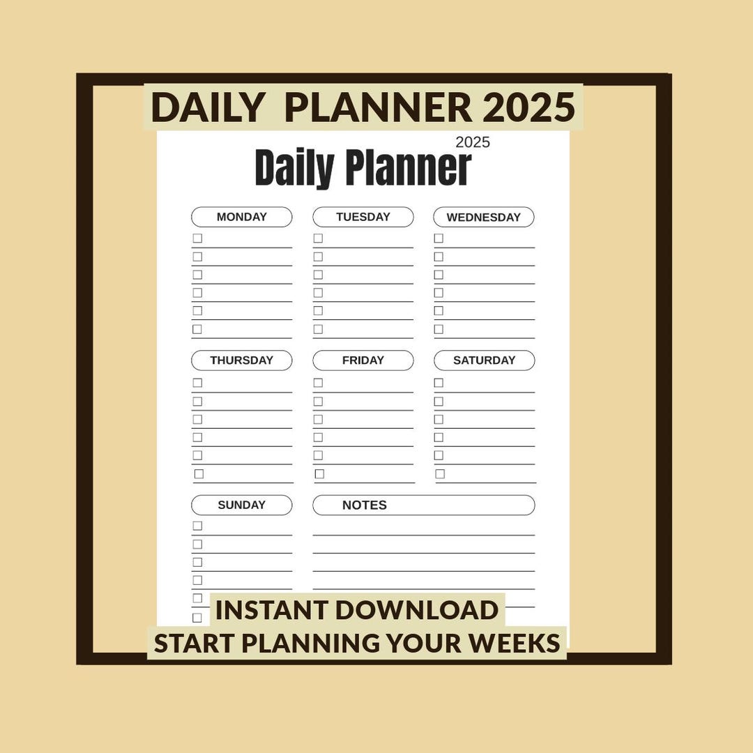 Daily Planner 2025, Daily Planner Printable, Daily Hourly Schedule ...
