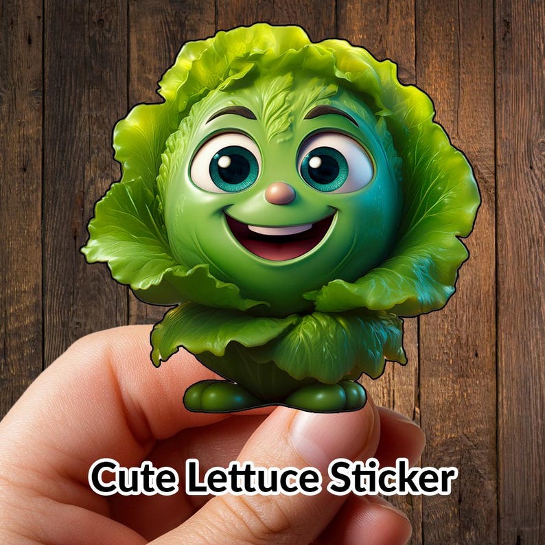 Cute Lettuce Sticker, Fun Vegetable Decor, Laptop Stickers, Vegetable ...