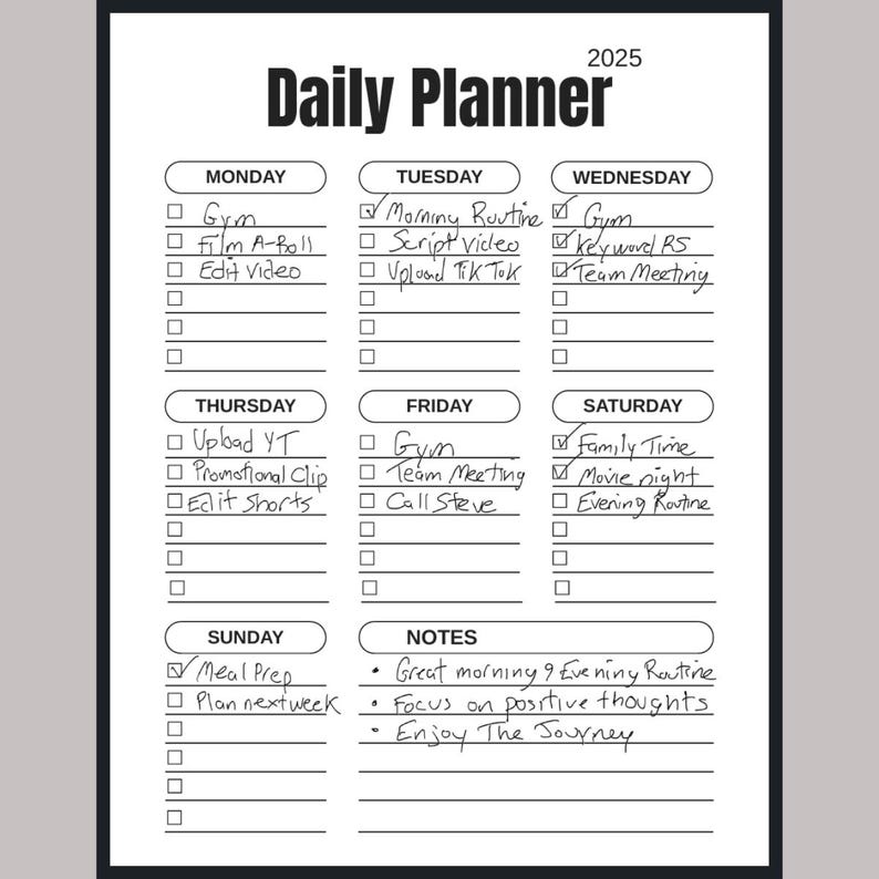 Daily Planner 2025, Daily Planner Printable, Daily Hourly Schedule ...